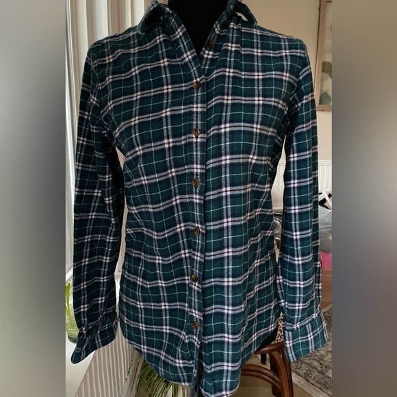 Lands' End | Tops | Lands End Button Down Long Sleeve Plaid Flannel ...